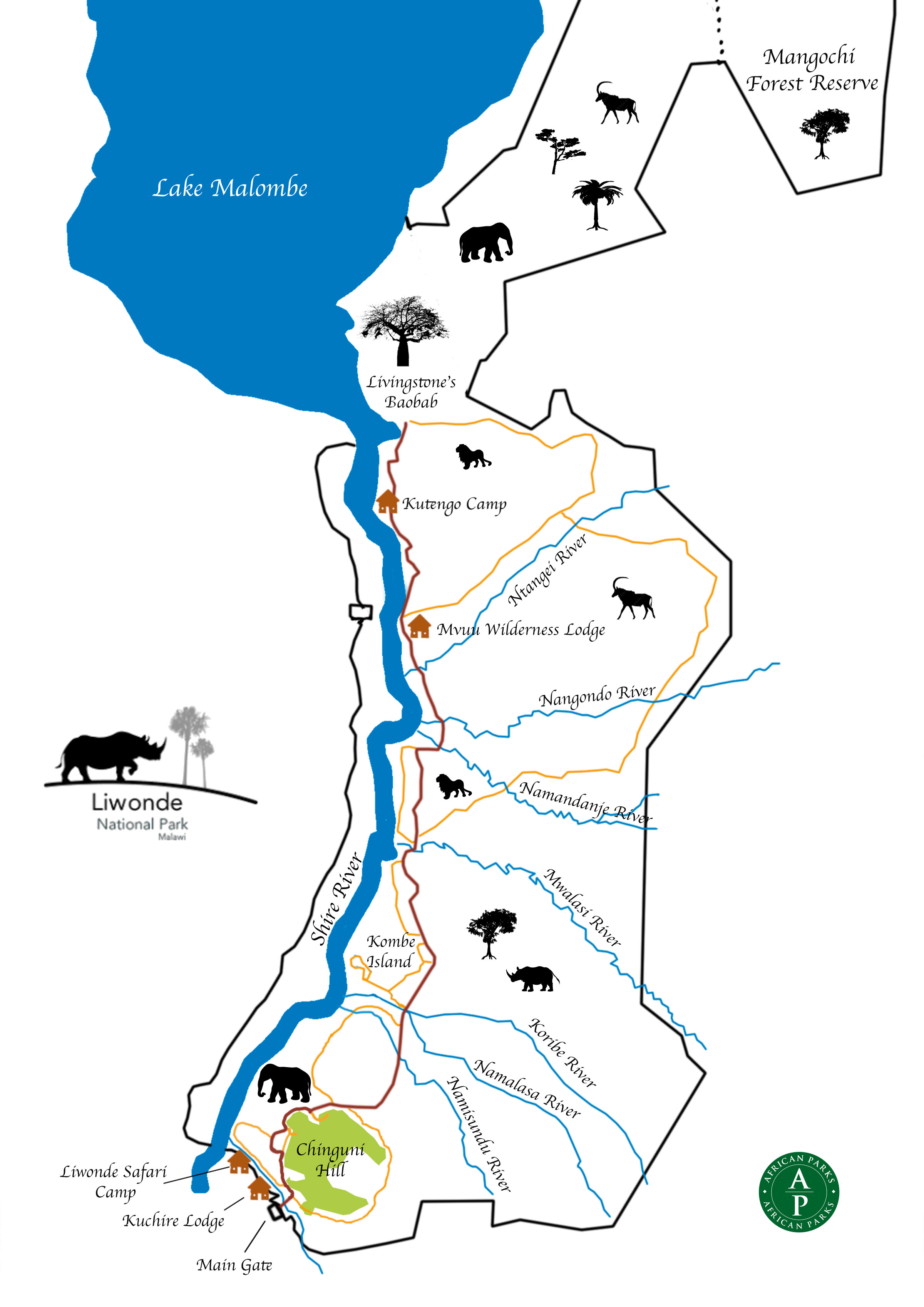 Liwonde National Park Map – Travelogues and Other Memories